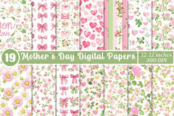 Mother's Day Digital Papers Graphic by SinaCreation · Creative Fabrica