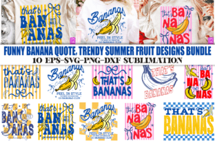 Funny Bananas Summer Fruit PNG Bundle Graphic by Trendy Design House ...