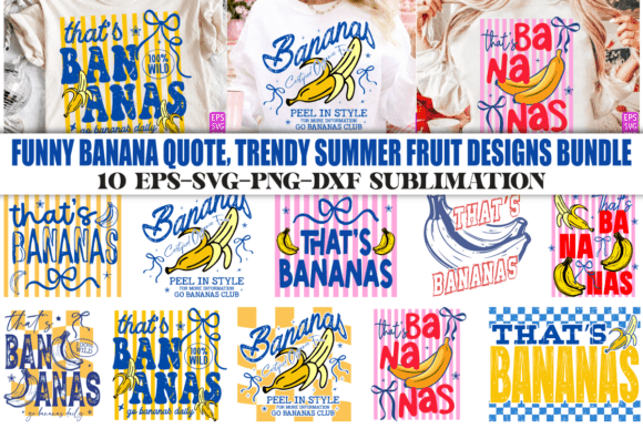 Funny Bananas Summer Fruit PNG Bundle Graphic by Trendy Design House ...