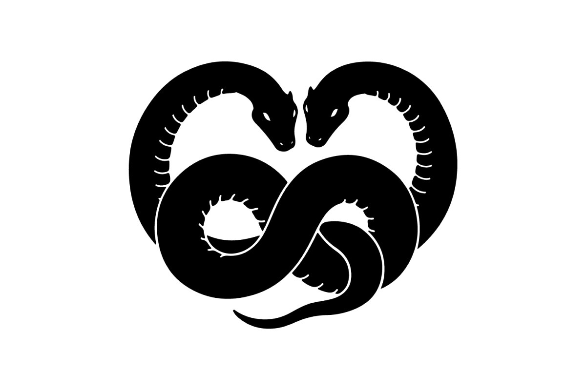 Silhouette of Two Snakes in Heart Shape Graphic by sctchcreations ...