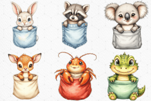 Watercolor Cute Animals Pocket Clipart Graphic by Marshall Designs ...