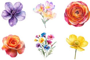 Watercolor Spring Flowers Clipart Graphic by designking · Creative Fabrica