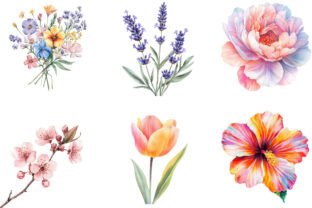Watercolor Spring Flowers Clipart Graphic by designking · Creative Fabrica