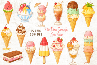 Hand Drawn Summer Ice Cream Clipart PNG Graphic by Yassou Bouhad ...