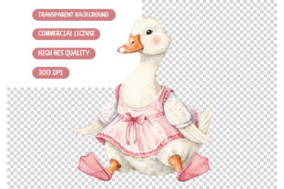 Watercolor Pink Spring Goose Clipart Gráfico por TatiMockups · Creative ...