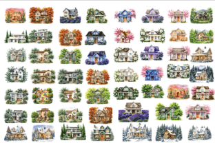 144 Cozy Watercolor House Clipart Graphic by reddish · Creative Fabrica
