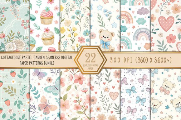 Cottagecore Pastel Garden Digital Paper Graphic by Craftfiles-SVG ...