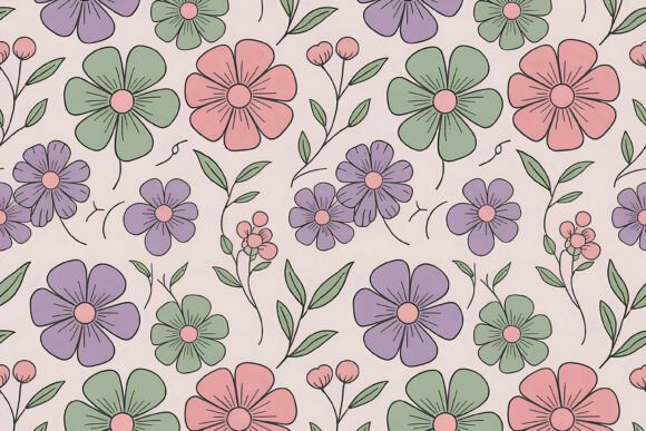 Soft Pastel and Peach Daisy Pattern Graphic by Motin · Creative Fabrica