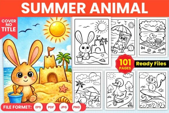 Summer Animal Coloring Book Pages Graphic by KDP Art Nest · Creative ...