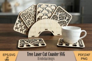 Tree Laser Cut Coaster SVG Bundle · Creative Fabrica