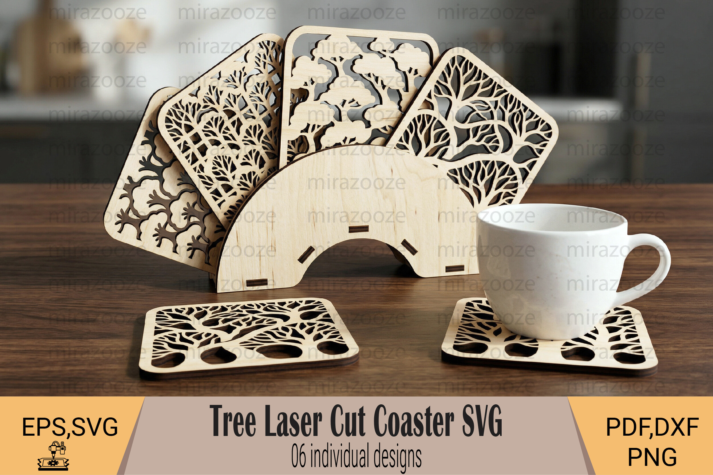 Tree Laser Cut Coaster SVG Bundle · Creative Fabrica
