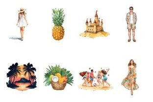 Watercolor Summer Fashion Clipart Bundle Graphic by Cute Paw · Creative ...