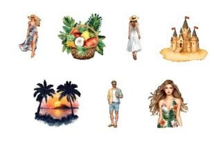 Watercolor Summer Fashion Clipart Bundle Graphic by Cute Paw · Creative ...
