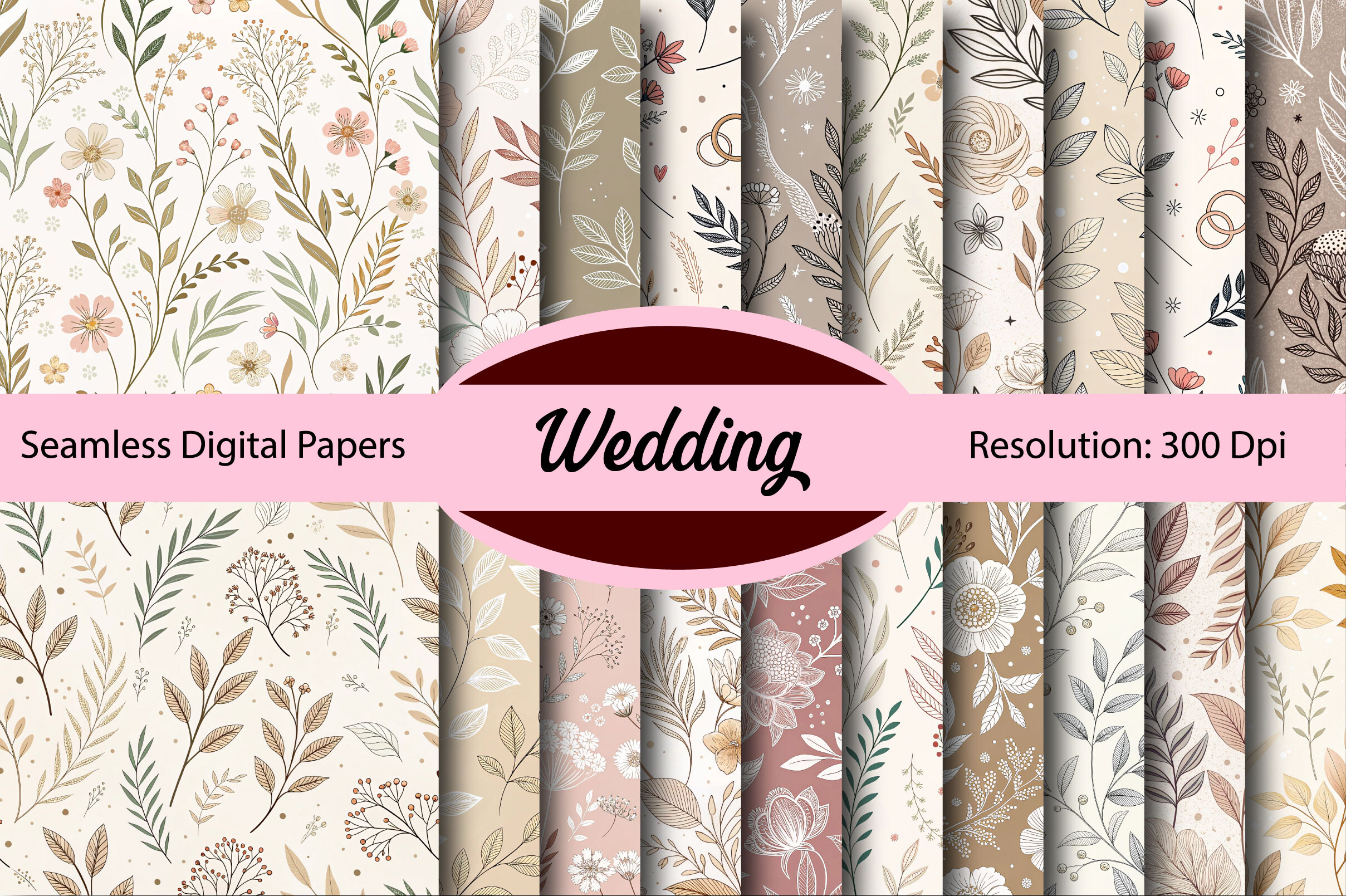Wedding Seamless Digital Paper Graphic by Colourful · Creative Fabrica