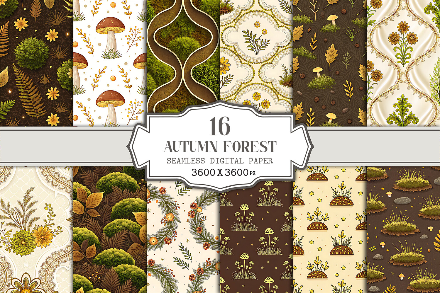 Autumn Forest Seamless Pattern Bundle Graphic by Vectornest12 ...