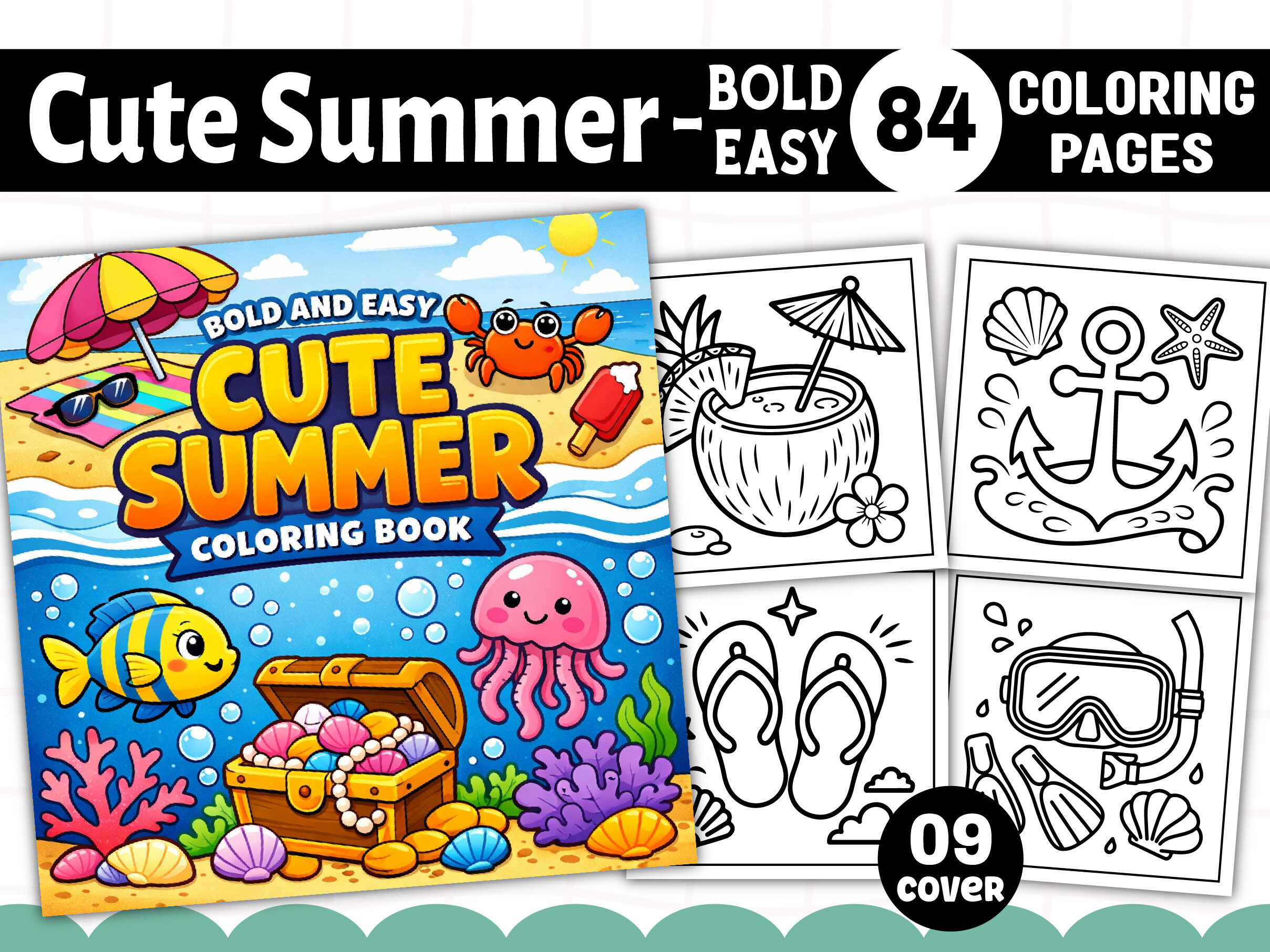 Bold Easy Cute Summer Coloring Pages Graphic by KDP PRO DESIGN ...