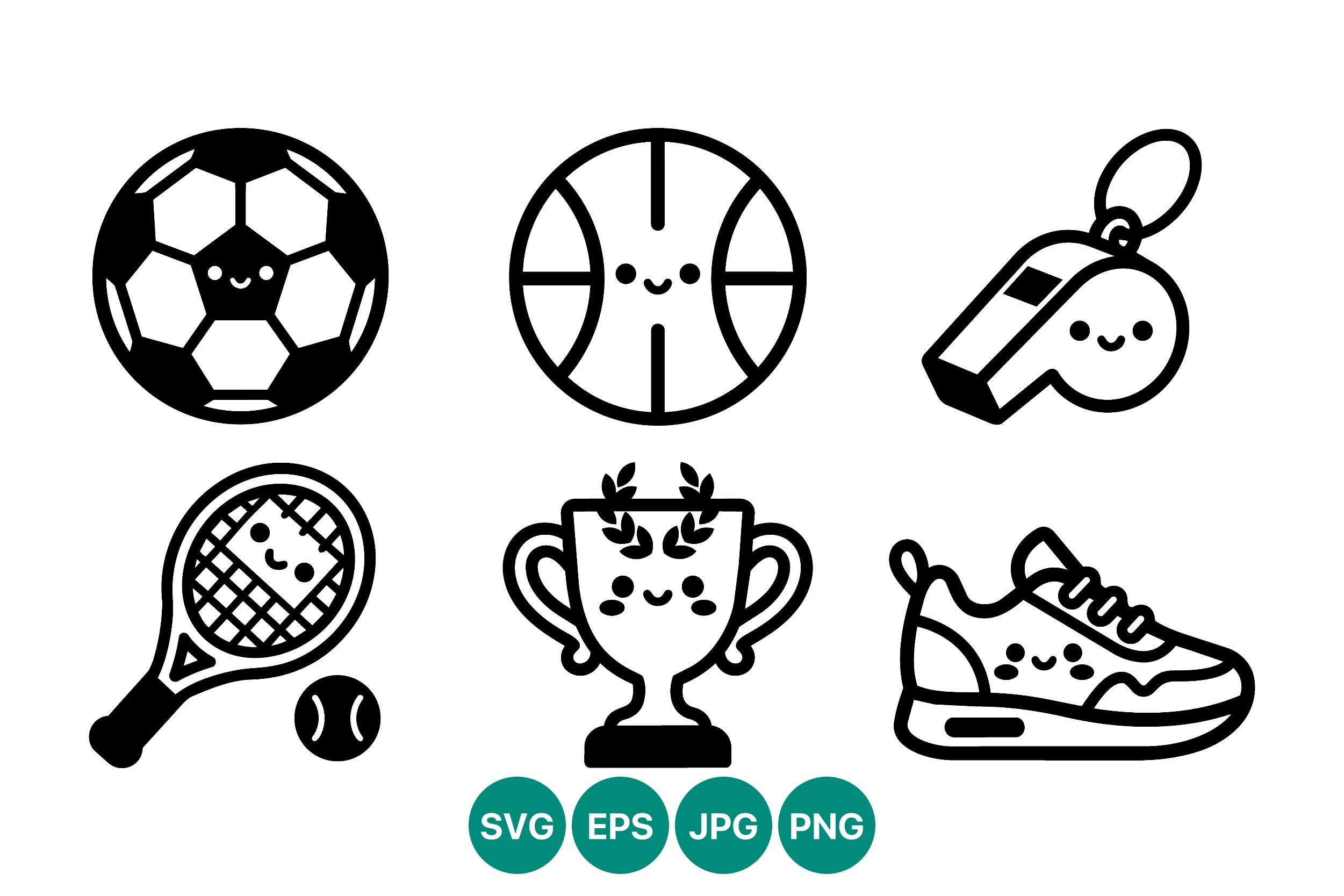 Cute Black White Sports Icons Graphic by DesignVectx · Creative Fabrica