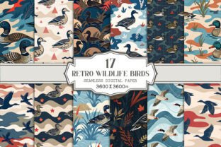 Retro Wildlife Birds Digital Paper Graphic by Vectornest12 · Creative ...