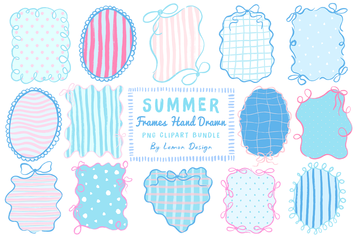 Summer Frames Hand Drawn PNG Bundle Graphic by Lemon.design · Creative ...
