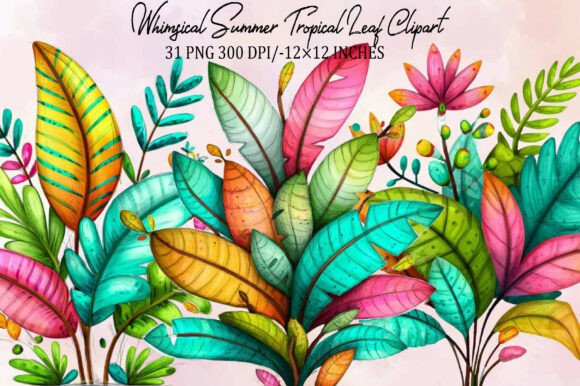 Whimsical Summer Tropical Leaf Clipart Graphic by SVGArt · Creative Fabrica