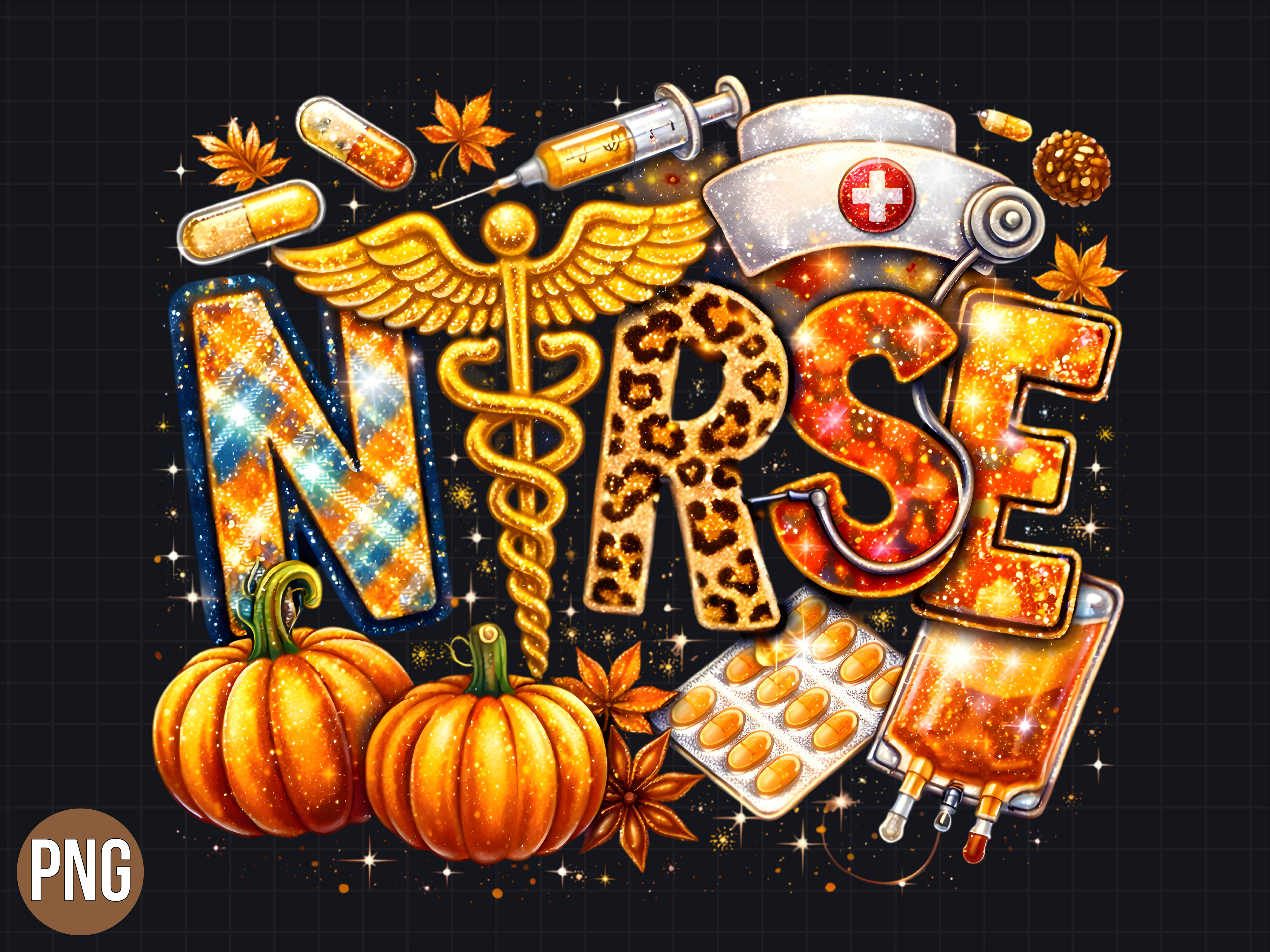 Autumn Nurse Pumpkin Medical PNG T-shirt Graphic by MAMA BEAR STORE ...