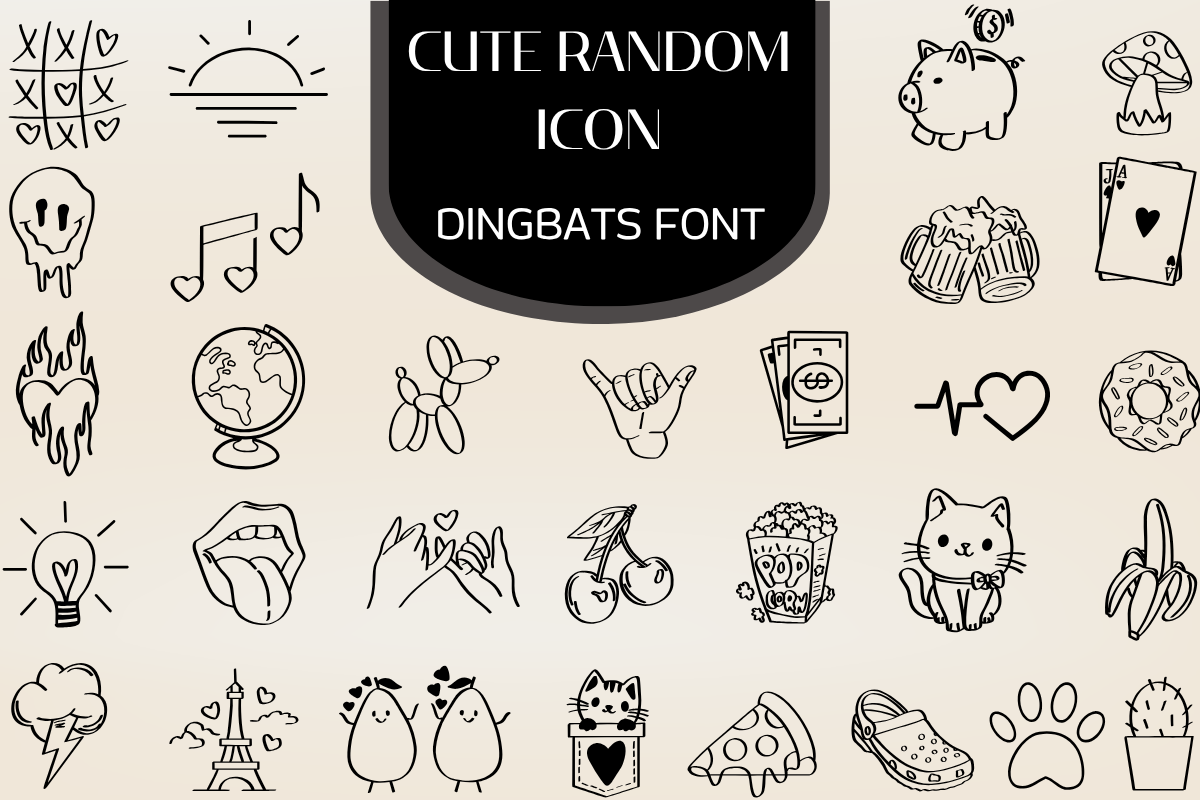 Cute Random Icons Font by Heartcraft Atelier · Creative Fabrica