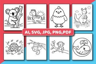 Fun Animals Coloring Book + Facts Kids Graphic by Designer Home ...