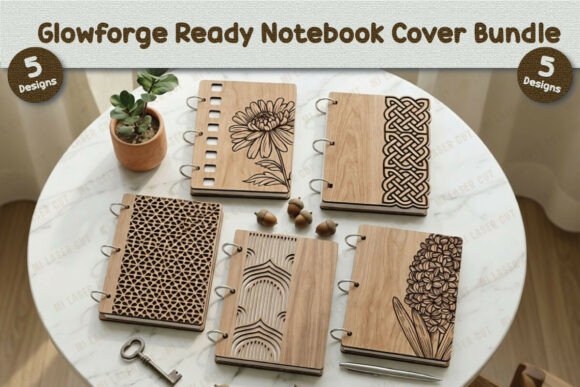 3 Notebook Cover Laser Template Designs & Graphics