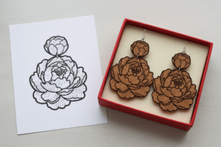 Peony Flower Earring Design Graphic by Grafica · Creative Fabrica
