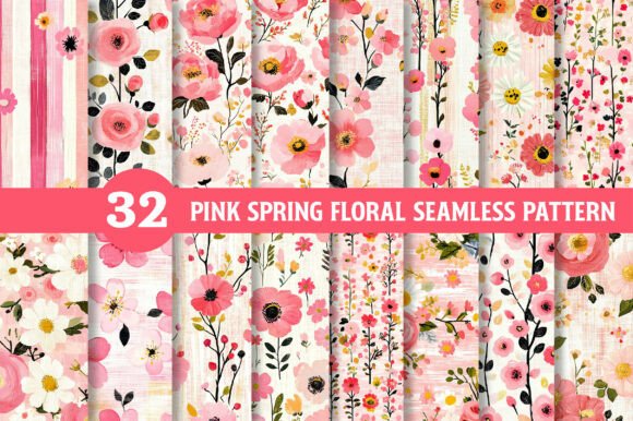 Sweet Spring Floral Seamless Patterns Graphic by Dream Creation ...