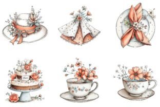 Summer Bridal Tea Party Set Clipart Graphic by Print Magic · Creative ...