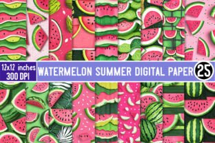 Watermelon Summer Digital Paper Gráfico por TshirtMaster · Creative Fabrica