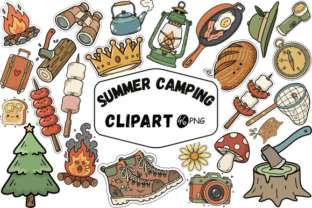 46 Cute Summer Camping Clipart Elements Graphic by ...