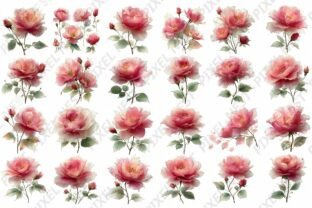 Abstract Pink Roses Clipart Bundle Gráfico por Pixel Nest · Creative ...
