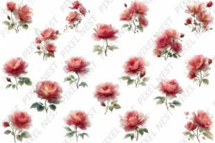 Abstract Pink Roses Clipart Bundle Gráfico por Pixel Nest · Creative ...