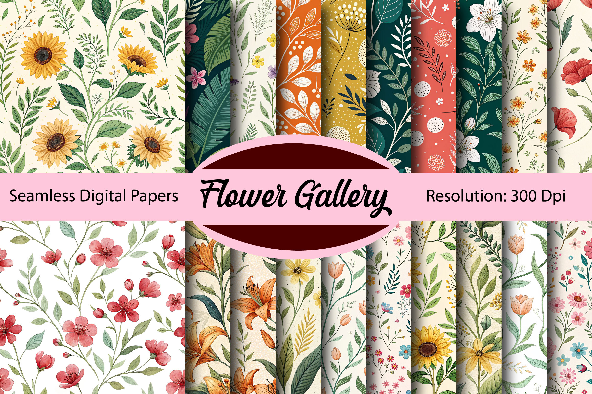 Flower Garden Seamless Digital Paper Graphic by Colourful · Creative ...