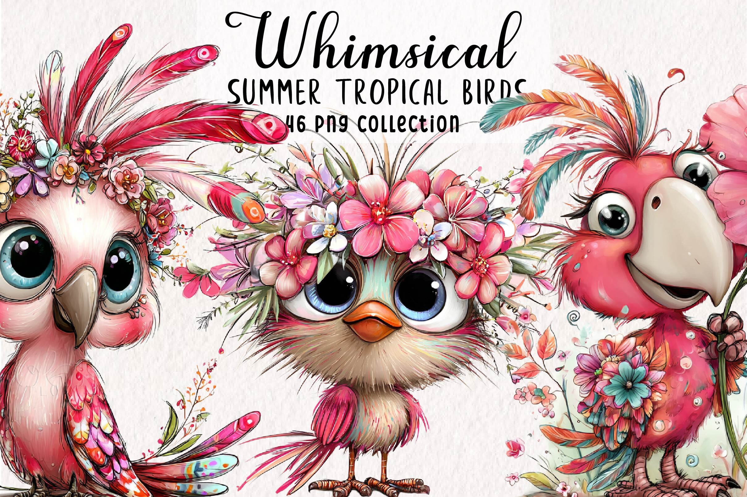 Summer Tropical Birds Clipart PNG Graphic by Print Magic · Creative Fabrica