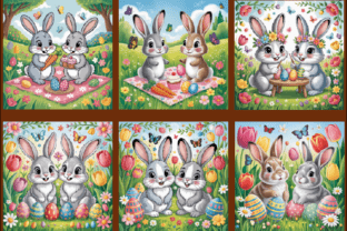 75 Bunny Friends Easter Coloring Pages Graphic by Legend Fx · Creative ...