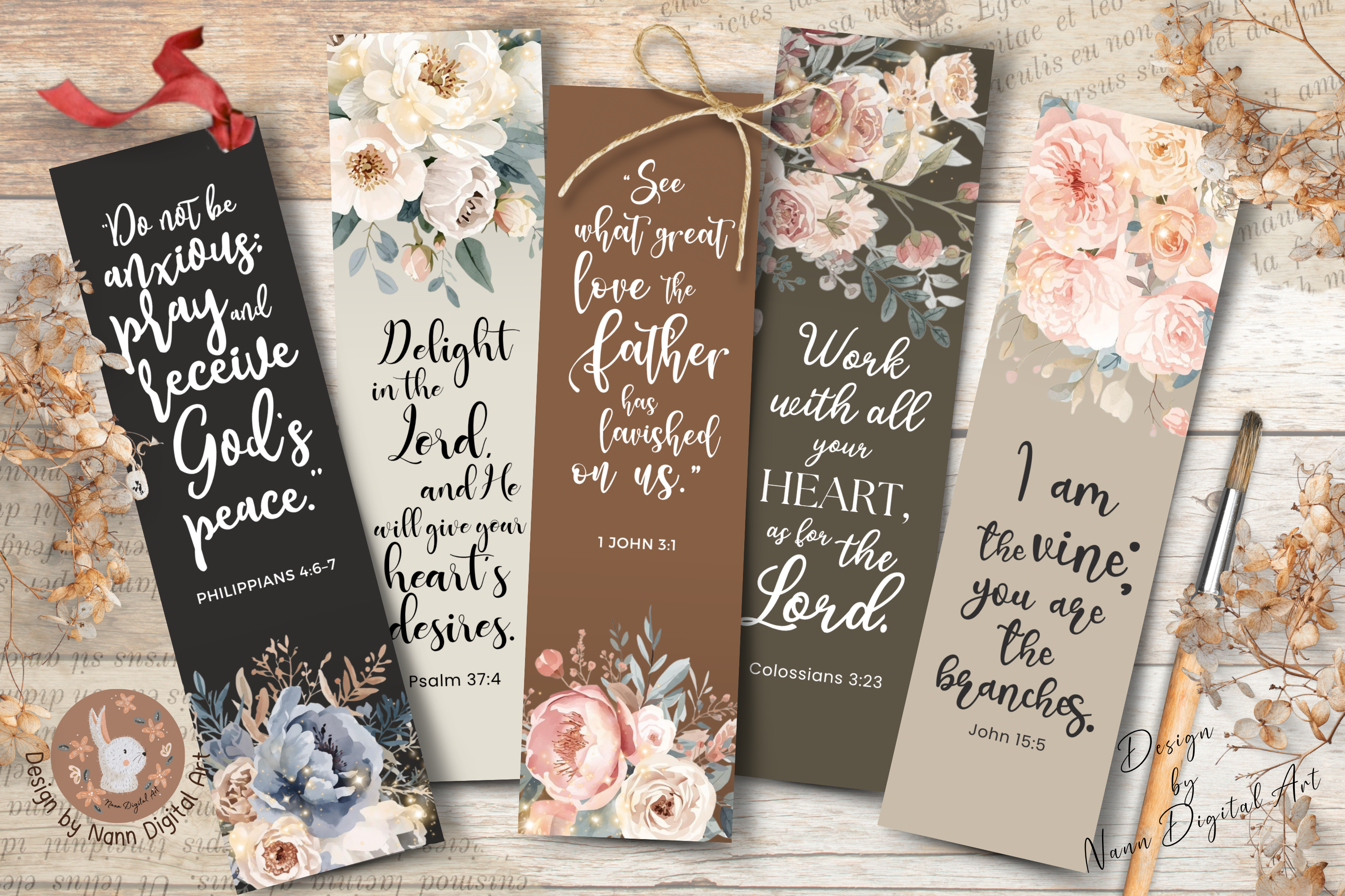 Printable Bible Verse Bookmarks Set #563 Graphic by Nann Digital Art ...