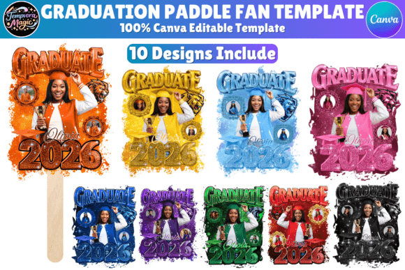 2 Graduation Fan Template Editable Canva Designs & Graphics