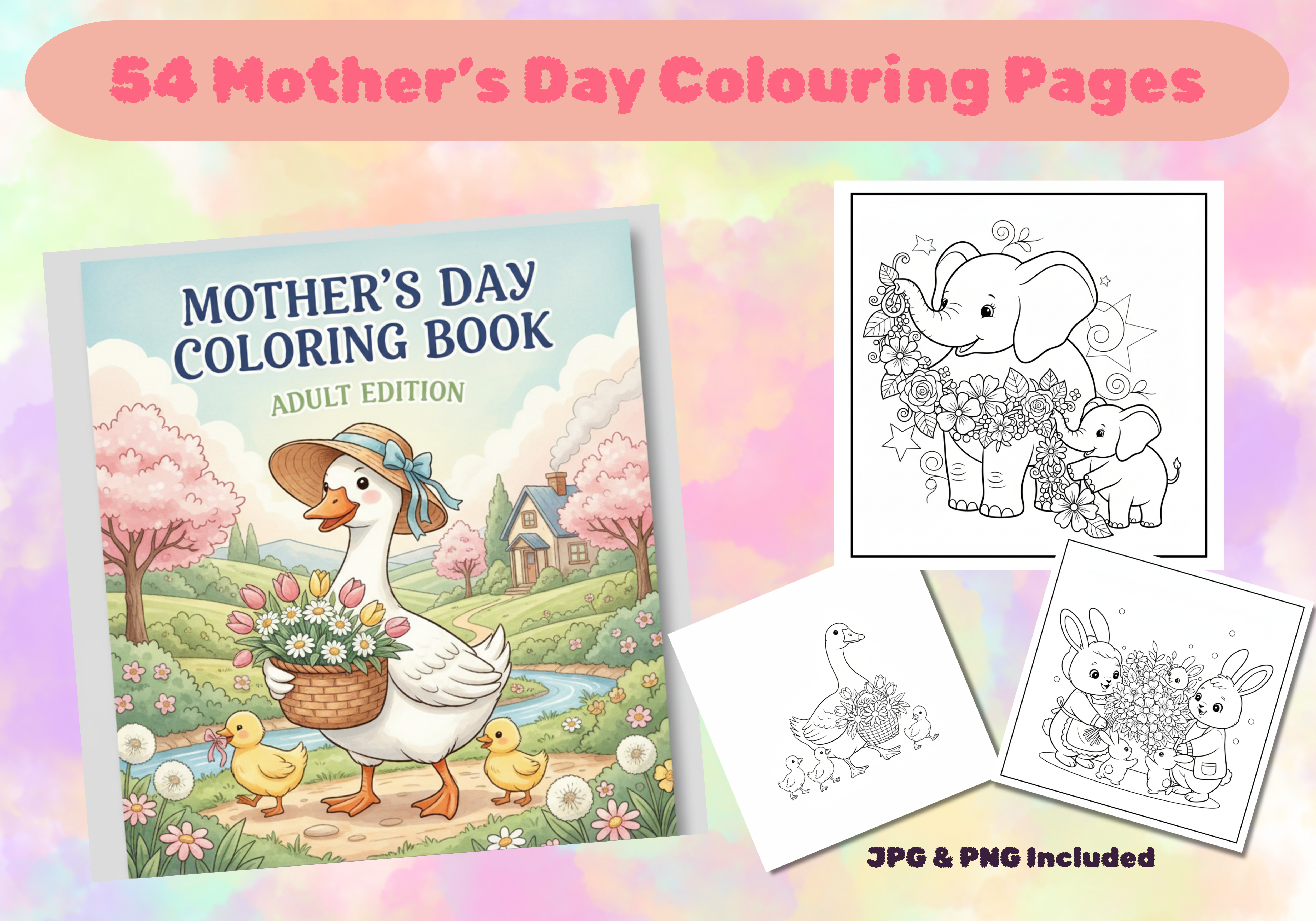 54 Animal Mother's Day Coloring Pages Graphic by Red Rose Designs ...