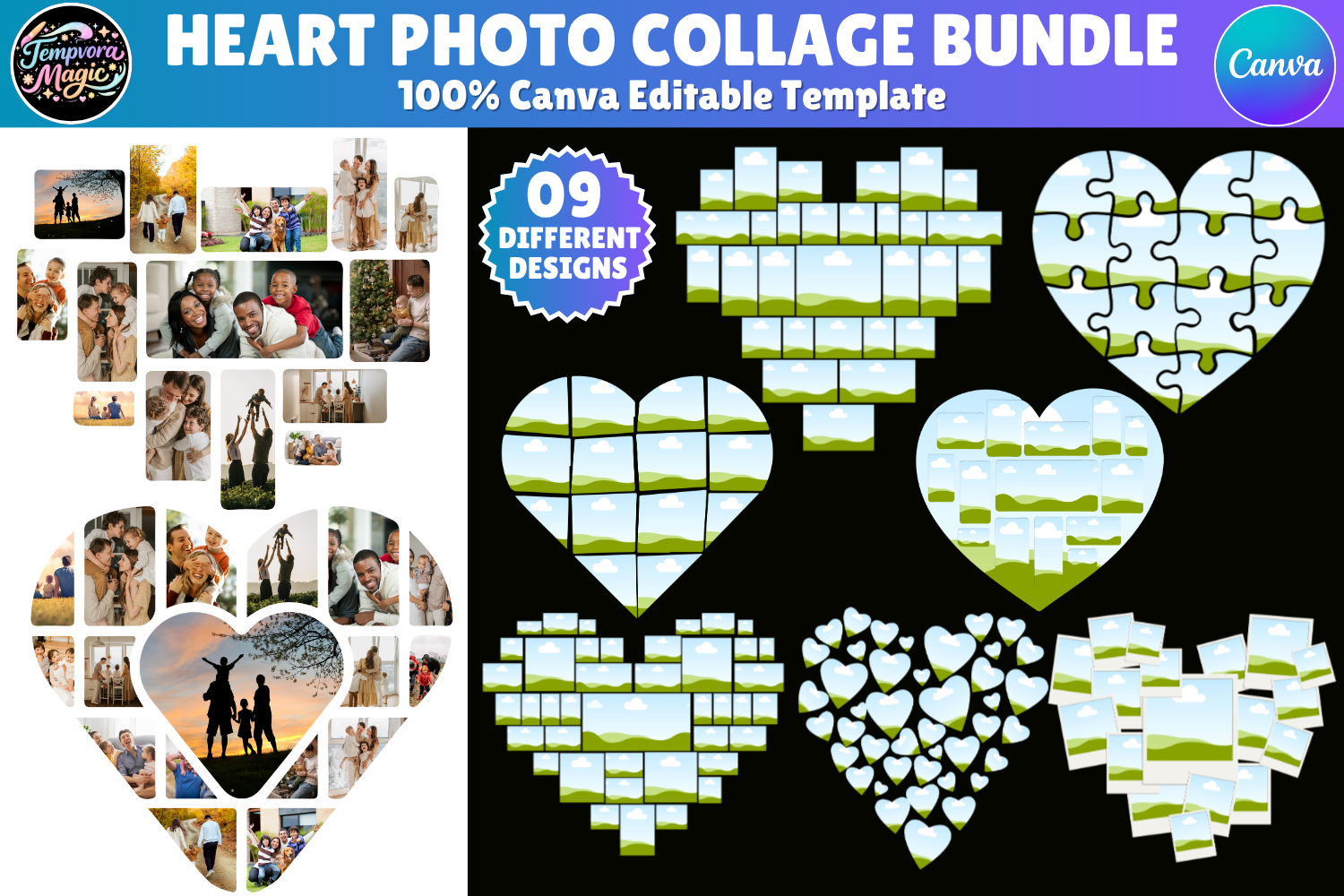 Canva Heart Photo Collage Template Graphic by Canva Magic · Creative ...