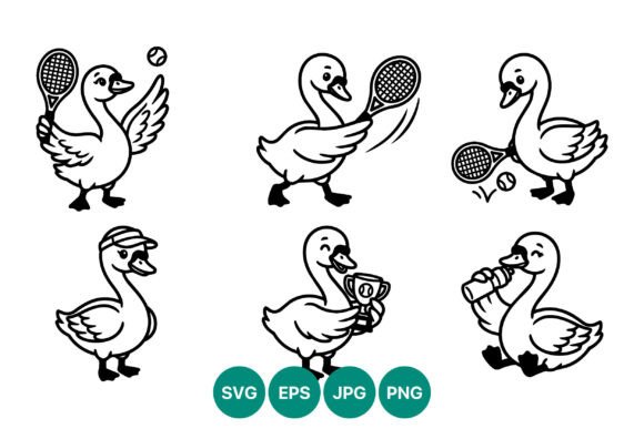 Cartoon Tennis Ducks Vector Art Graphic by DesignVectx · Creative Fabrica