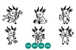 Cartoon Goat Athlete Characters Vector Graphic by DesignVectx ...