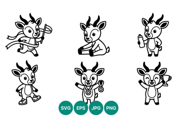 Cartoon Goat Athlete Characters Vector Graphic by DesignVectx ...