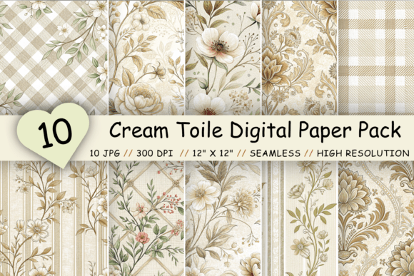 Coral Toile Digital Paper Pack, Vintage Graphic by Florid Printables ...