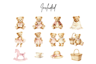 Cute Mother's Day Teddy Bear Watercolor Graphic by KawaiiDigitalByNan ...