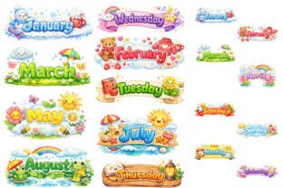 Watercolor Months and Days Clipart PNG Graphic by Aspect_Studio ...