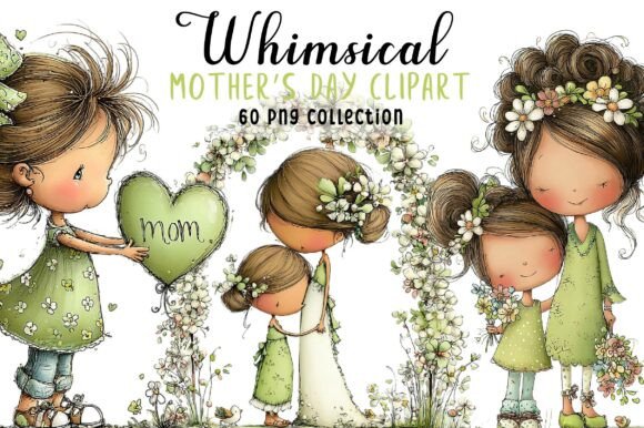 Whimsical Mother's Day Watercolor Clipar Graphic by Print Magic ...