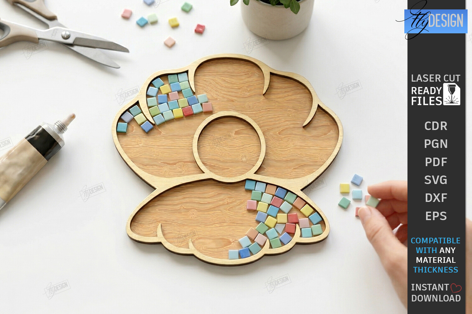 Wooden Mosaic Base Laser Cut |Mosaic Art · Creative Fabrica